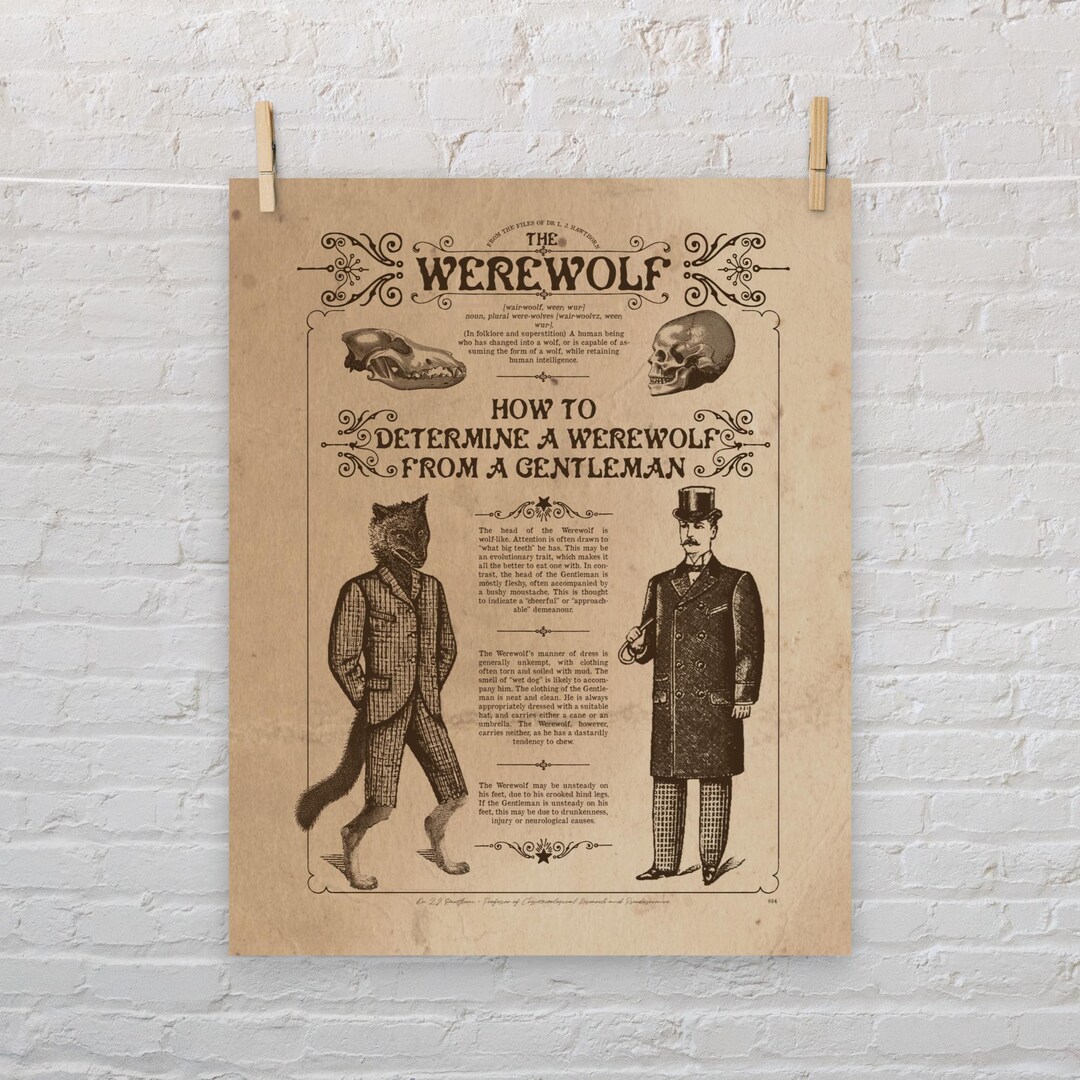 How to Spot A Werewolf Art Print Poster | Horror, Halloween, Vintage ...