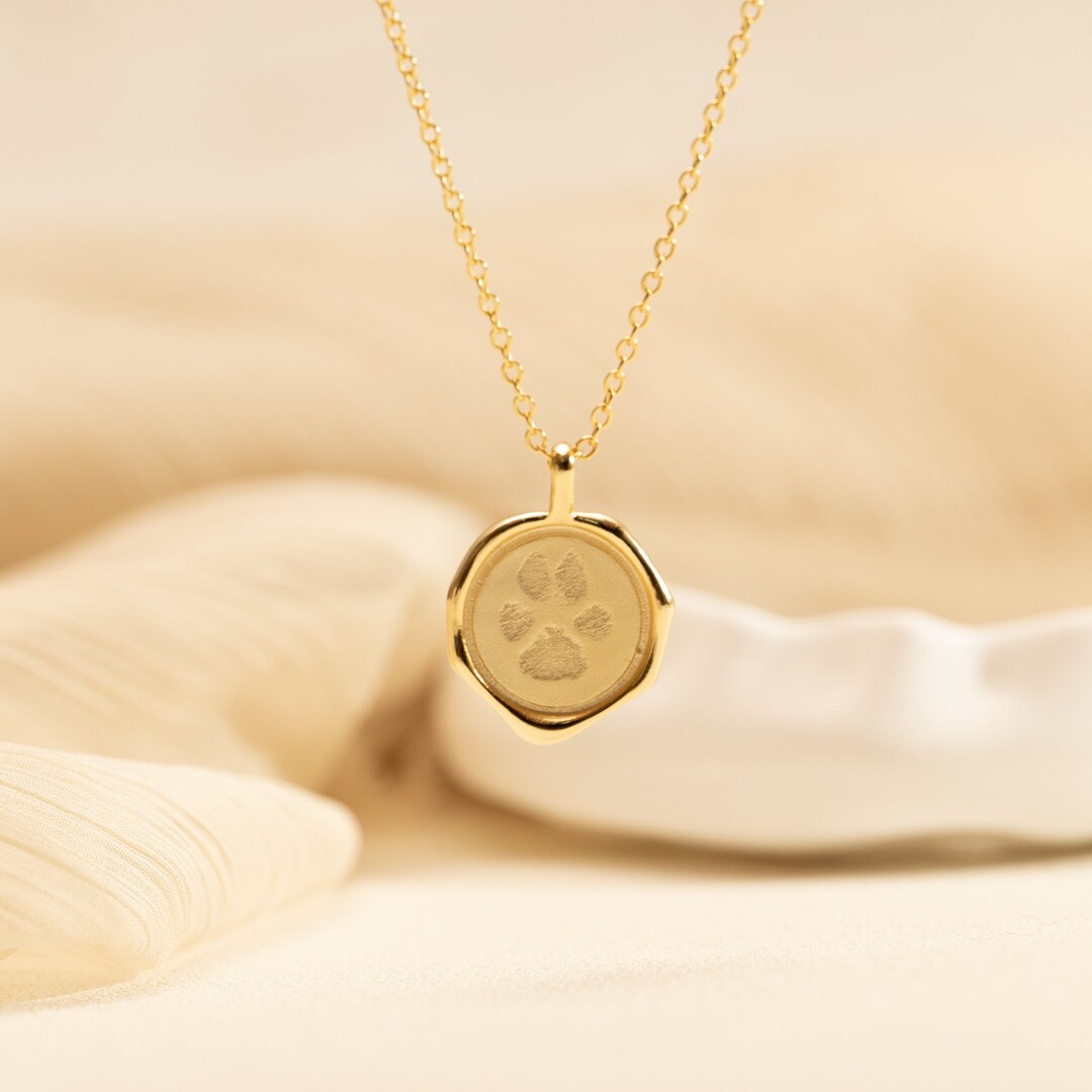 Personalized Tiny Paw Print Necklace, Doy Paw Name Necklace, Custom ...