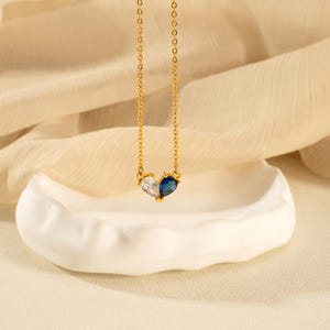 Custom Heart Birthstone Necklace, Two Birthstone Necklace, Personalized ...