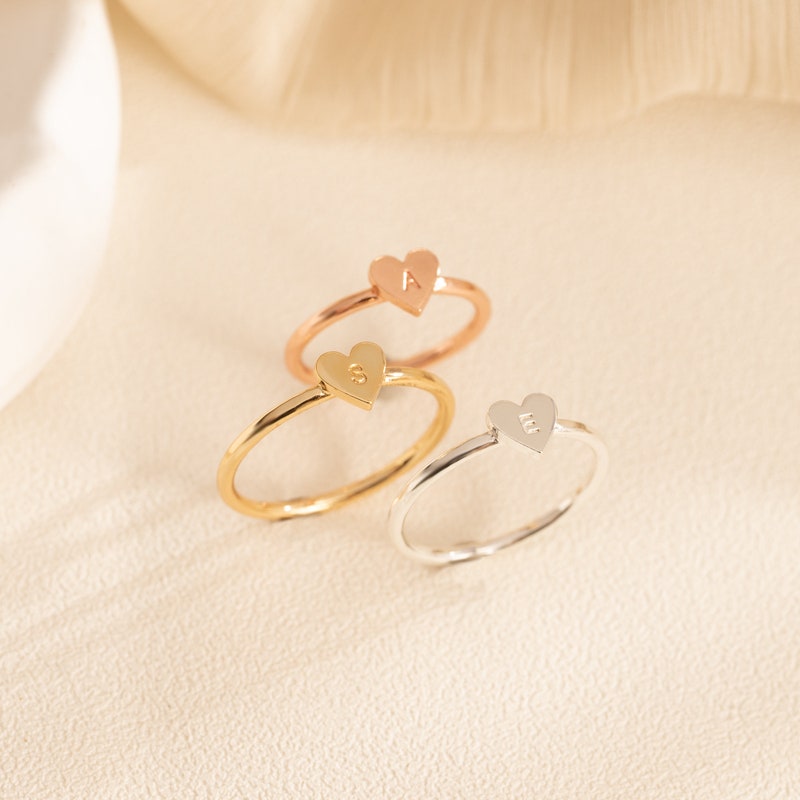 Initial Heart Ring - Etsy
