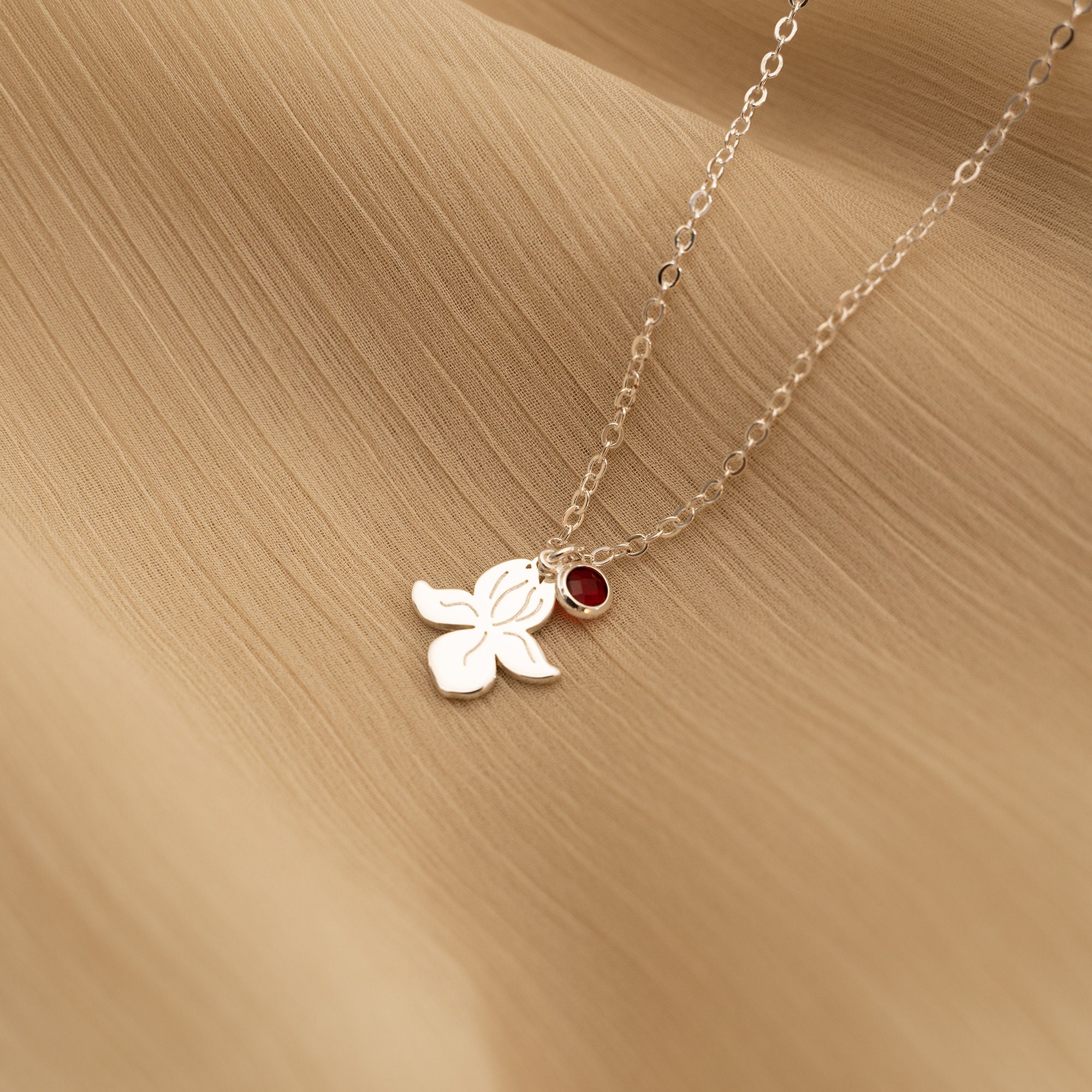 Custom Birth Flower Necklace With Birthstone, Engraved Name Necklace ...