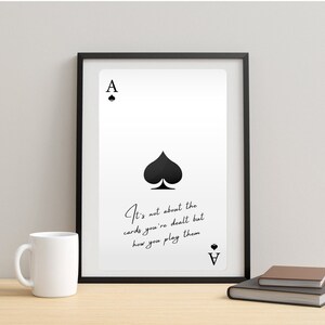 Ace of Spades Print, Retro Playing Card Wall Art, Inspiring Quote ...