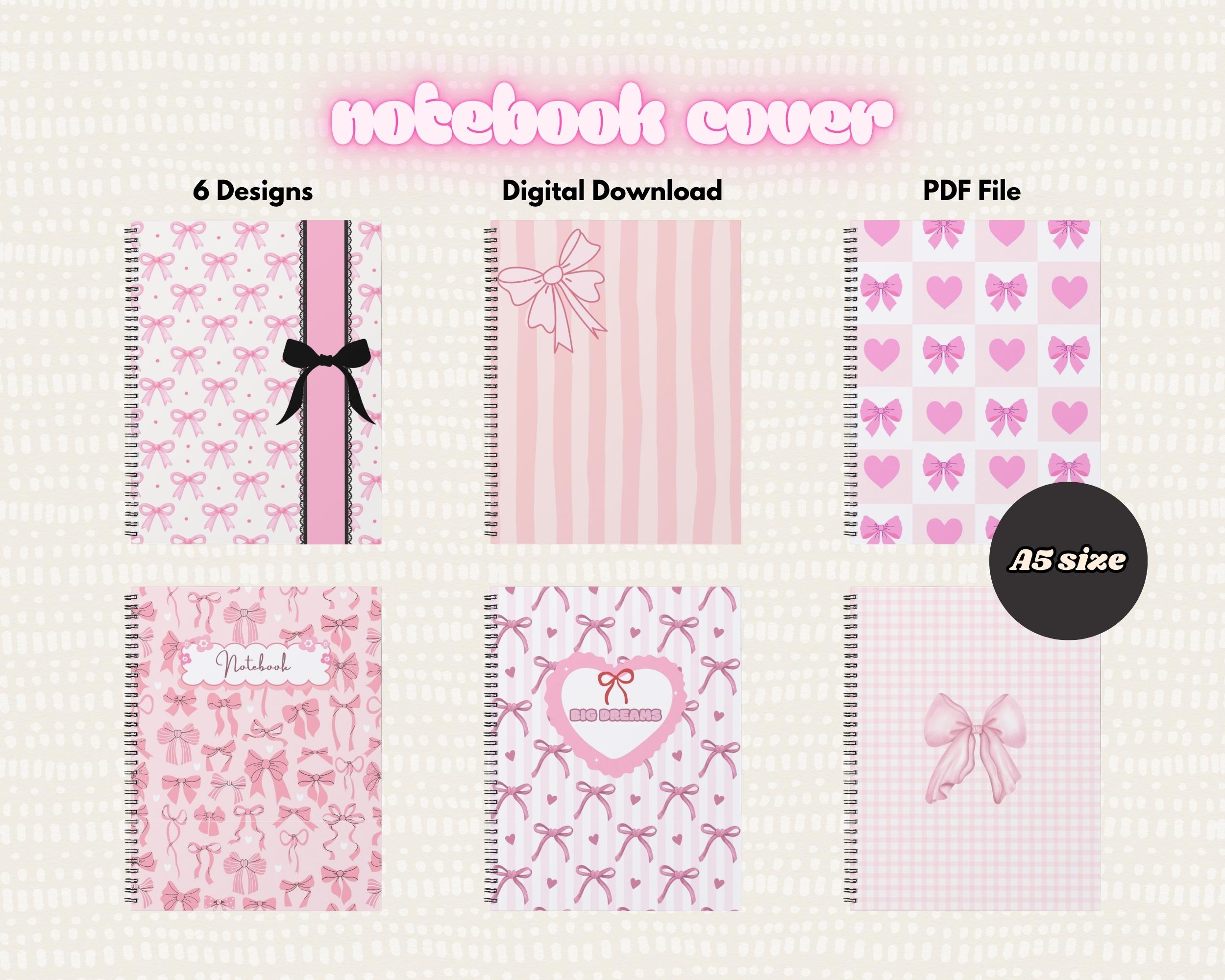 Coquette Notebook Printable, Ribbon Notebook Template, Digital Notebook ...