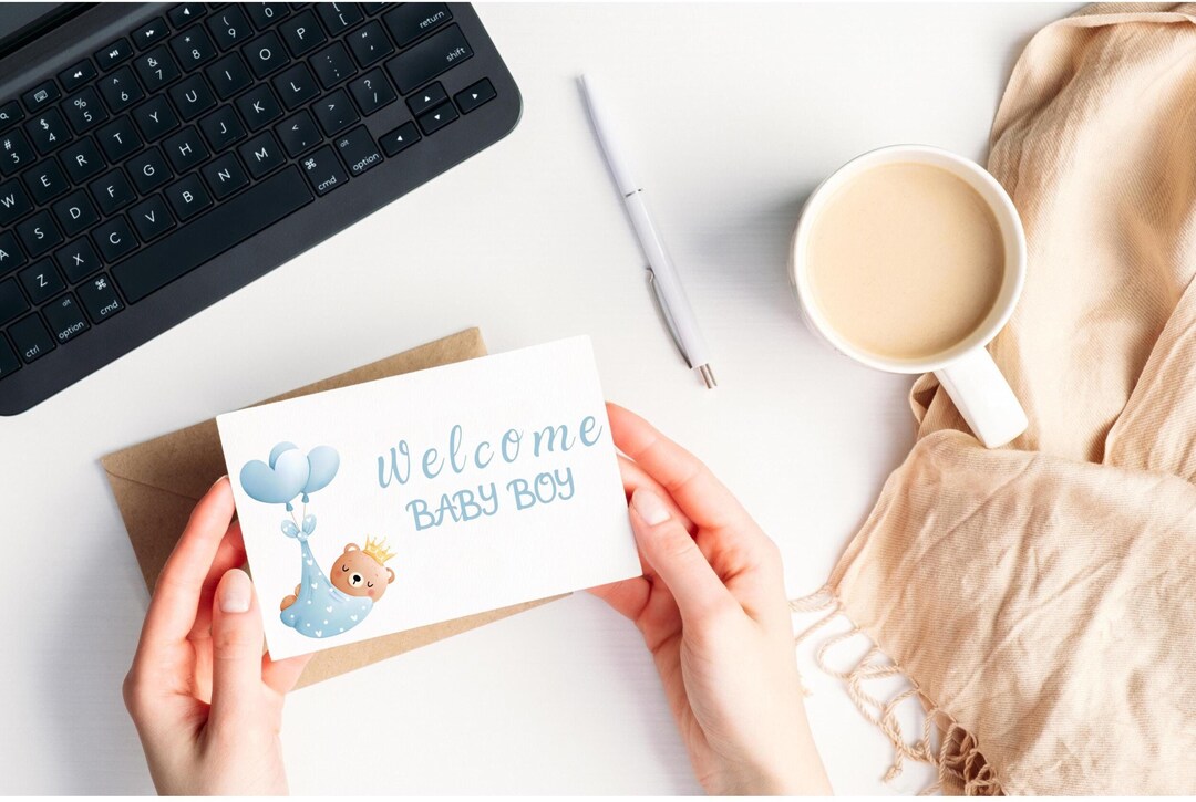 Welcome Baby Boy Card DIGITAL Download Printable Welcome Baby Boy Card ...