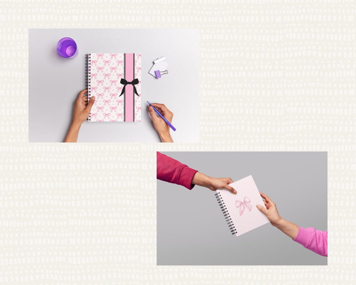 Coquette Notebook Printable, Ribbon Notebook Template, Digital Notebook ...