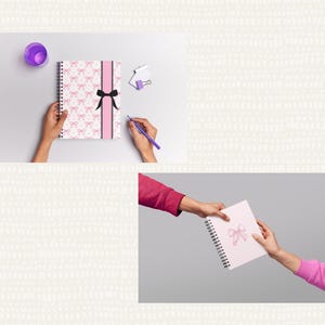 Coquette Notebook Printable, Ribbon Notebook Template, Digital Notebook ...
