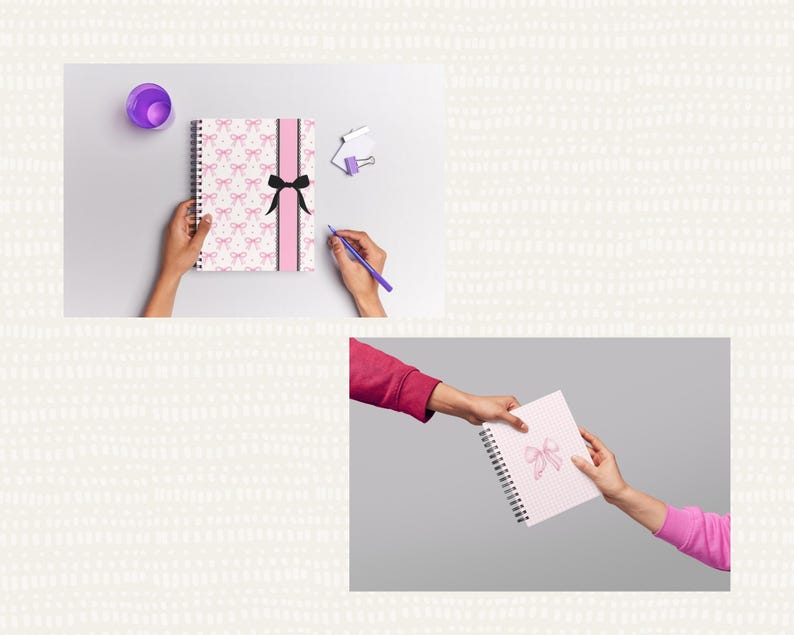 Coquette Notebook Printable, Ribbon Notebook Template, Digital Notebook ...