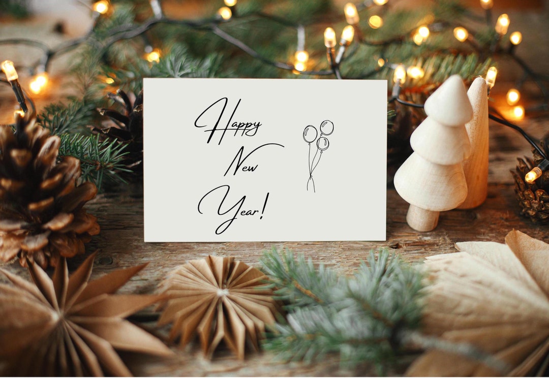 Happy New Year Card, Printable New Year Greeting Card, New Years Eve ...