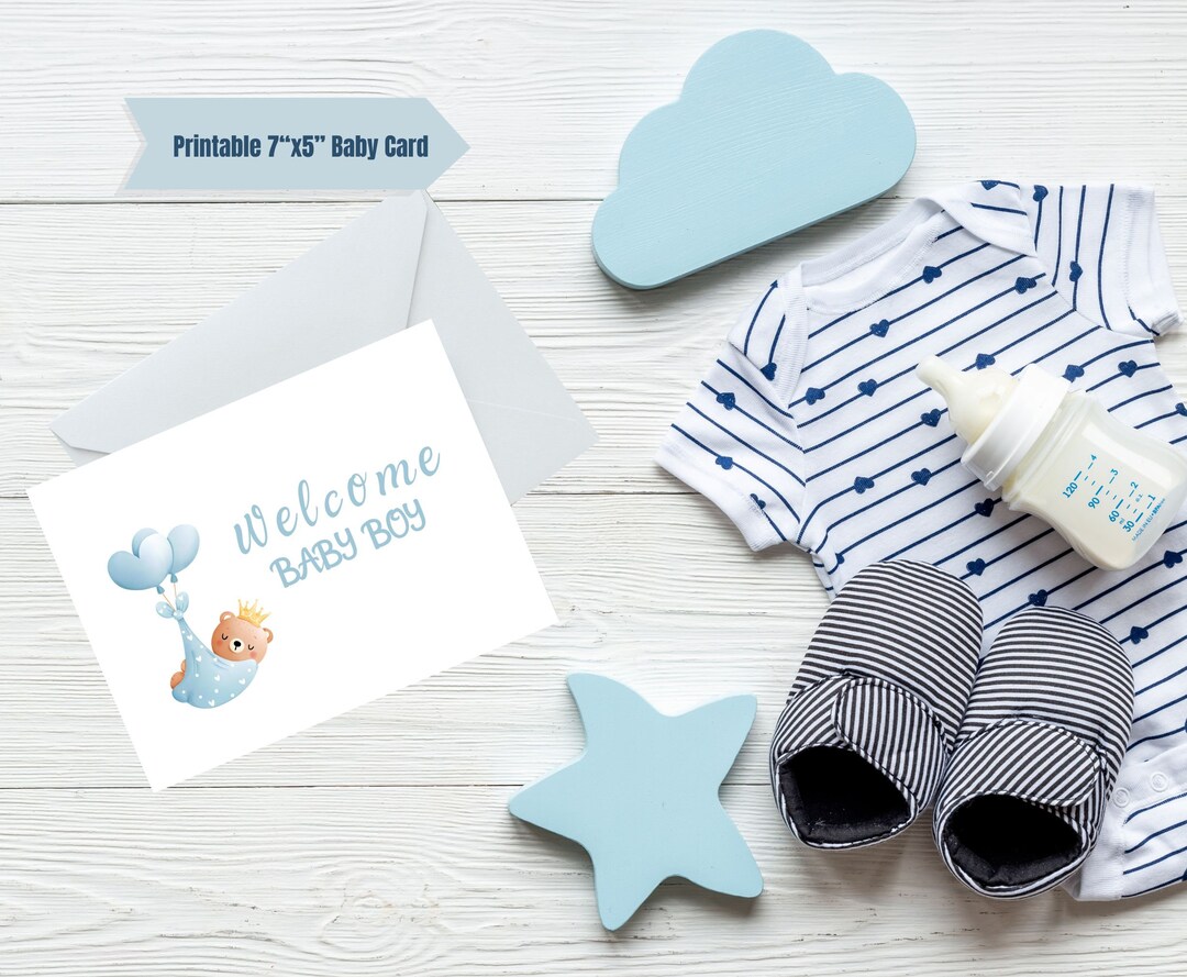 Welcome Baby Boy Card DIGITAL Download Printable Welcome - Etsy