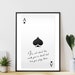 Ace of Spades Print, Retro Playing Card Wall Art, Inspiring Quote ...