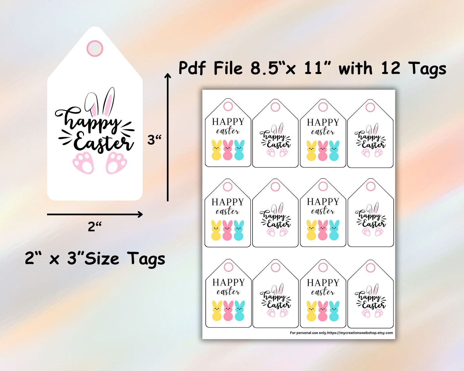 Easter Gift Tags, Basket Tags for Easter, Printable PDF Instant ...
