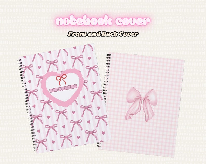 Coquette Notebook Printable, Ribbon Notebook Template, Digital Notebook ...