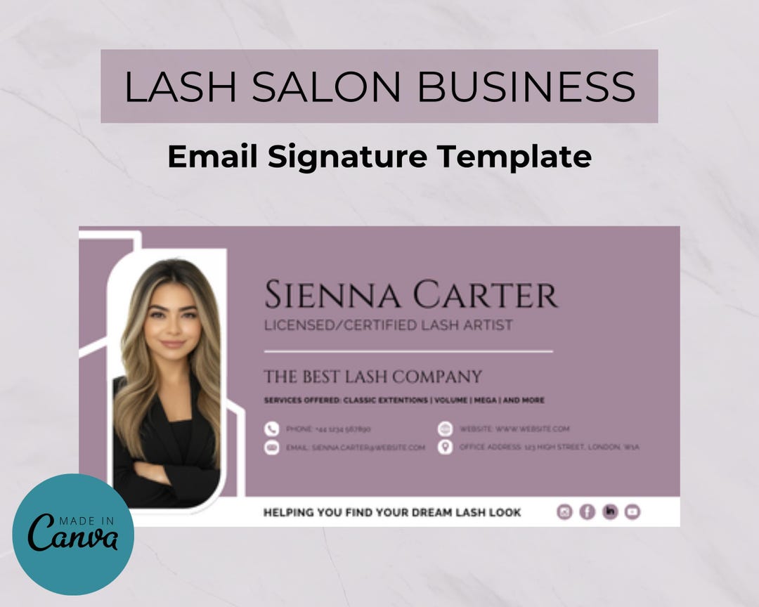 Aesthetic Email Signature Template For, Lash Techs, Educators, Makeup ...
