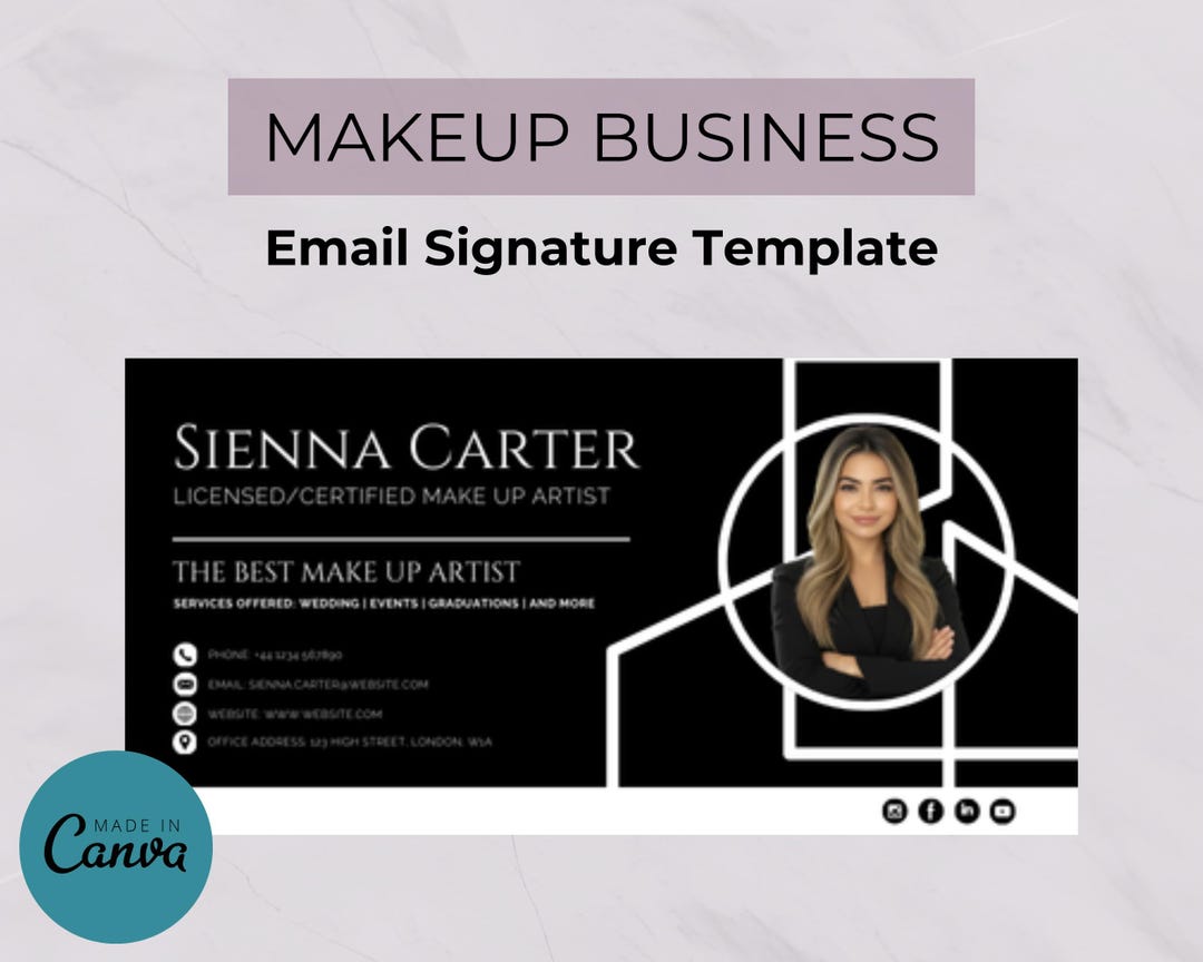 Aesthetic Email Signature Template For, Makeup Techs, Educators, Makeup ...