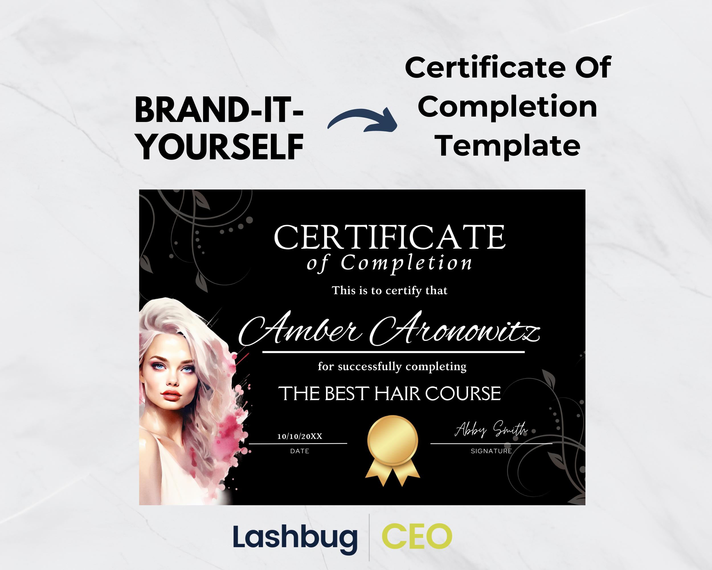 Editable Training Certificate Template, Esthetician Template, Printable ...