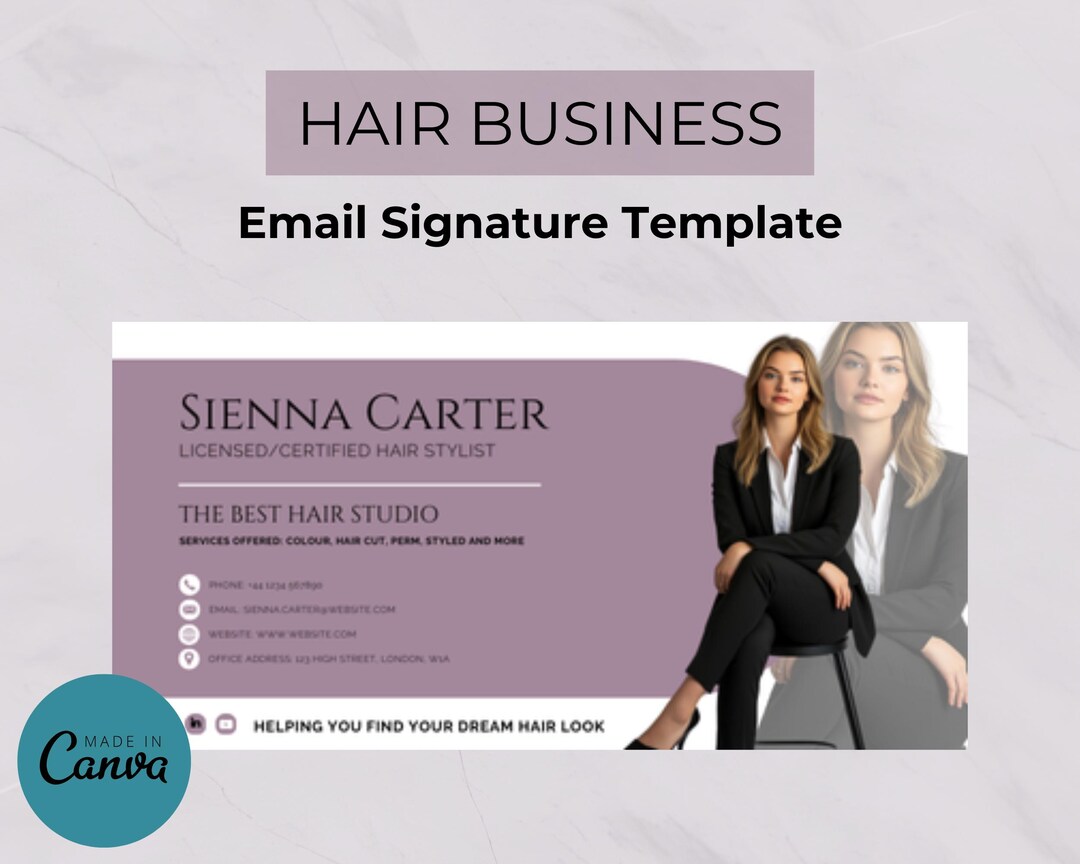 Aesthetic Email Signature Template For, Hair Techs, Educators, Makeup ...