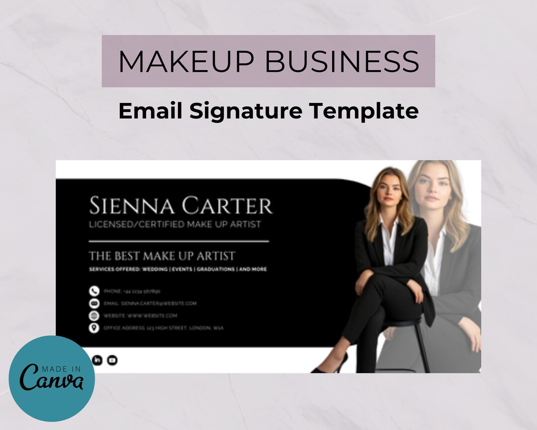 Aesthetic Email Signature Template For, Makeup Techs, Educators, Makeup ...
