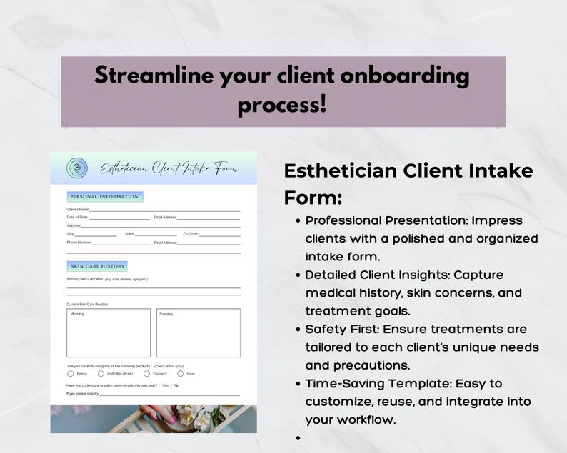 Editable Esthetician Client Intake Form - Blue - Beauty Salon Business ...