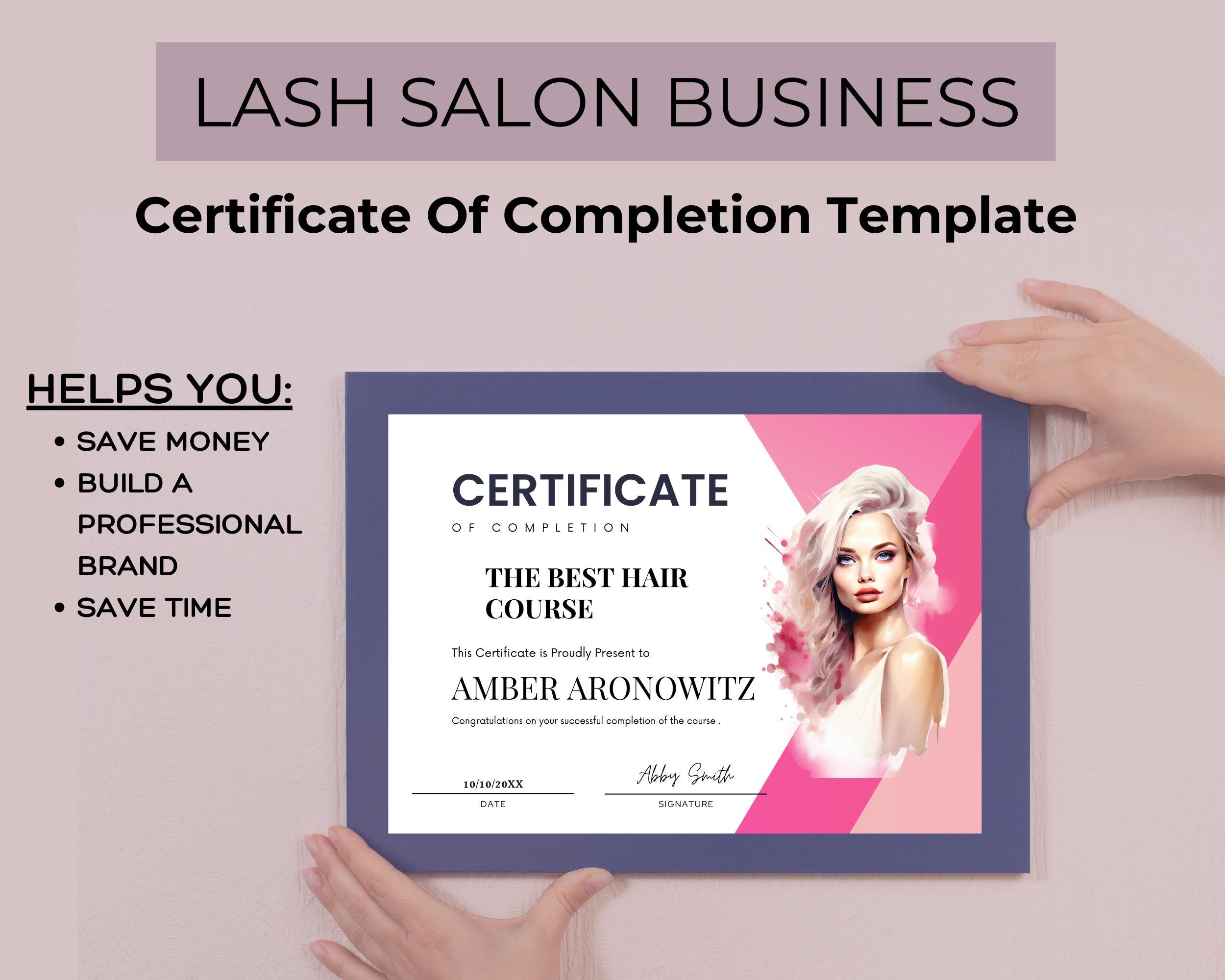 Editable Training Certificate Template, Esthetician Template, Printable ...
