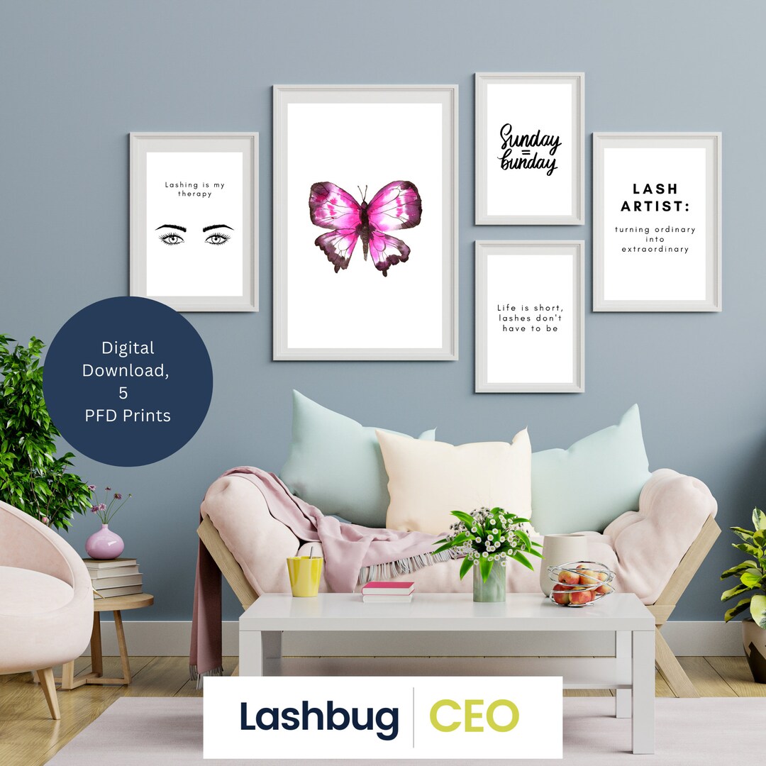 5 Piece Print Set: Lash Artist Salon and Lounge Wall Art/decorations ...