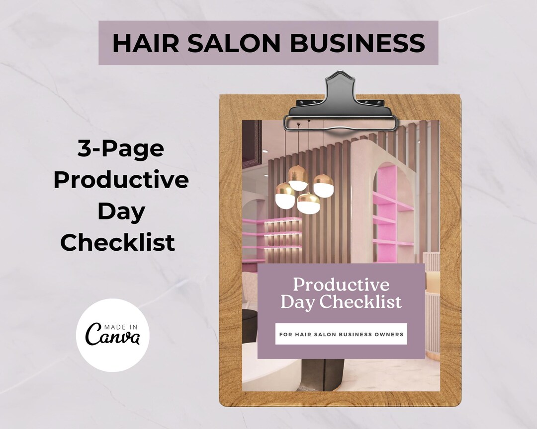 Lash Productive Day Checklist Editable, Beauty Salon Checklist Canva ...