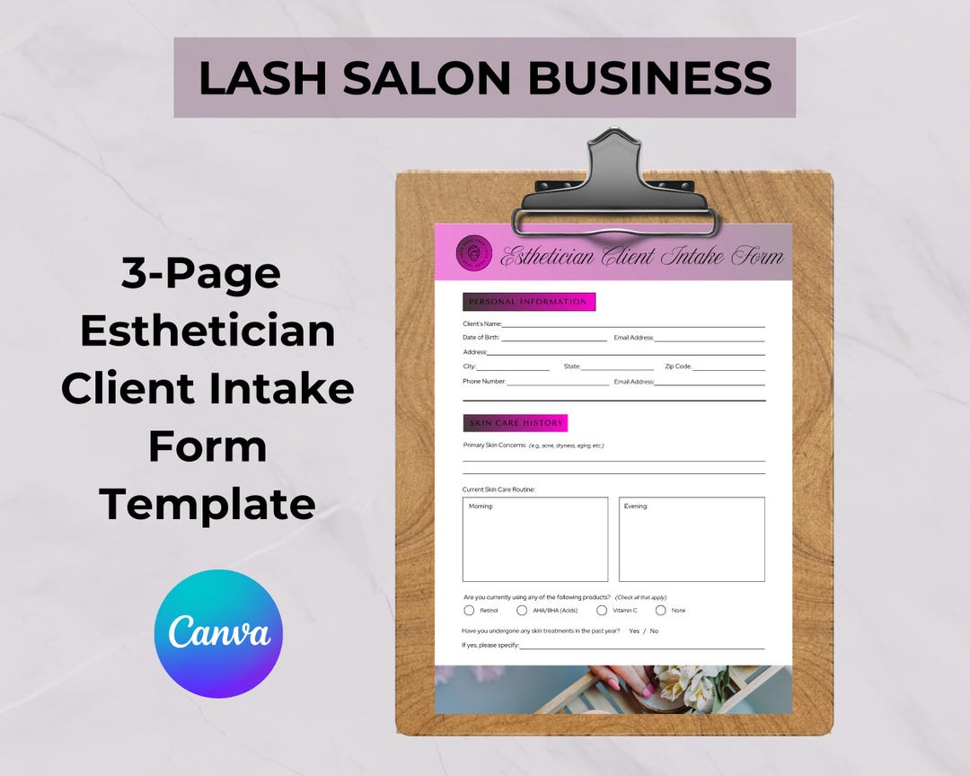 Editable Esthetician Client Intake Form - Purple - Beauty Salon ...