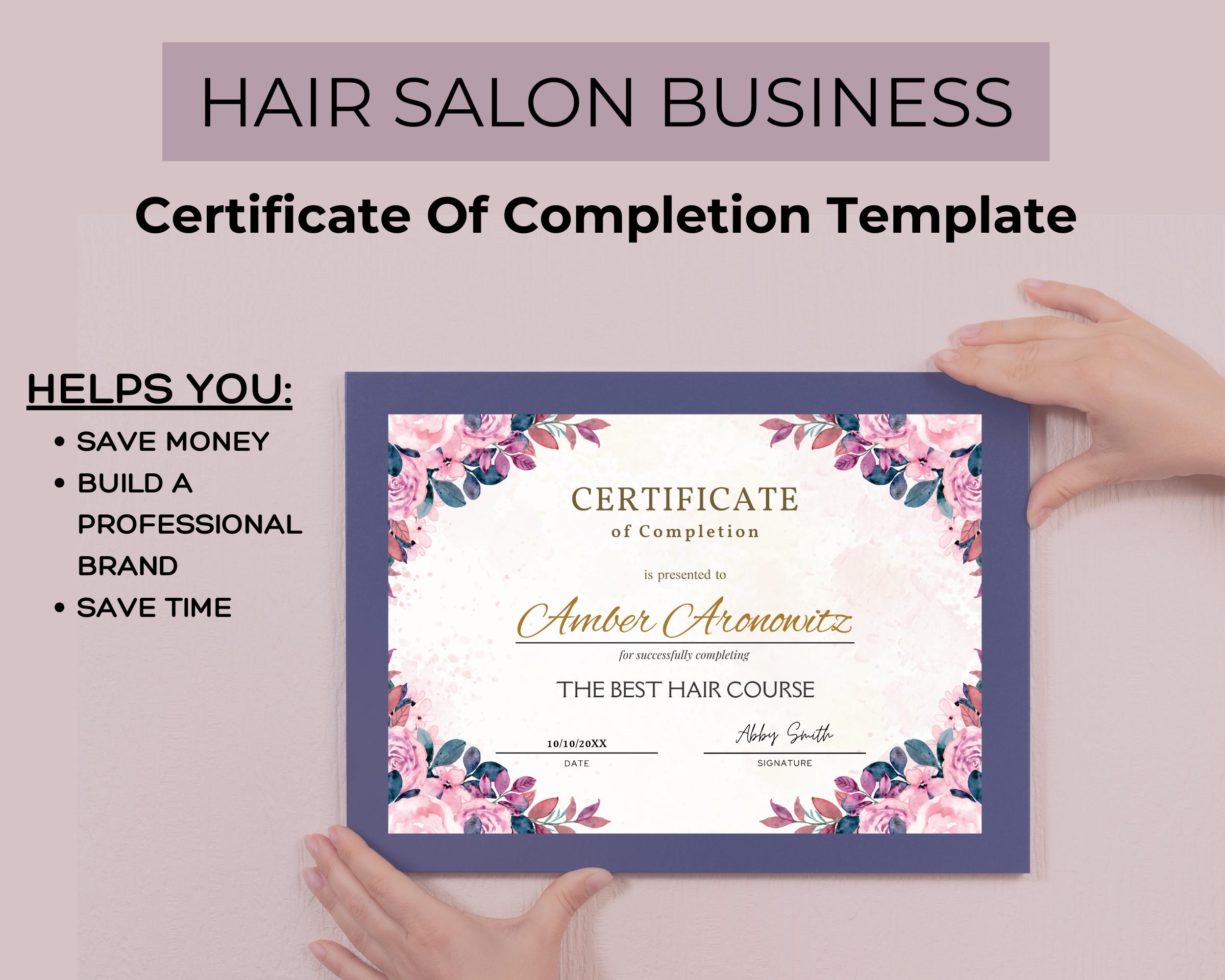 Editable Training Certificate Template, Esthetician Template, Printable ...