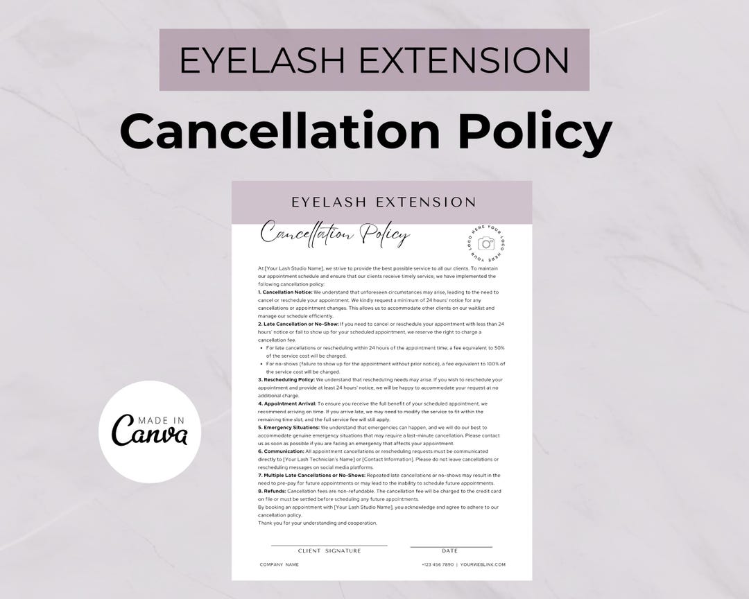 Lash Extension Cancellation Policy–essential Template for Your Salon ...