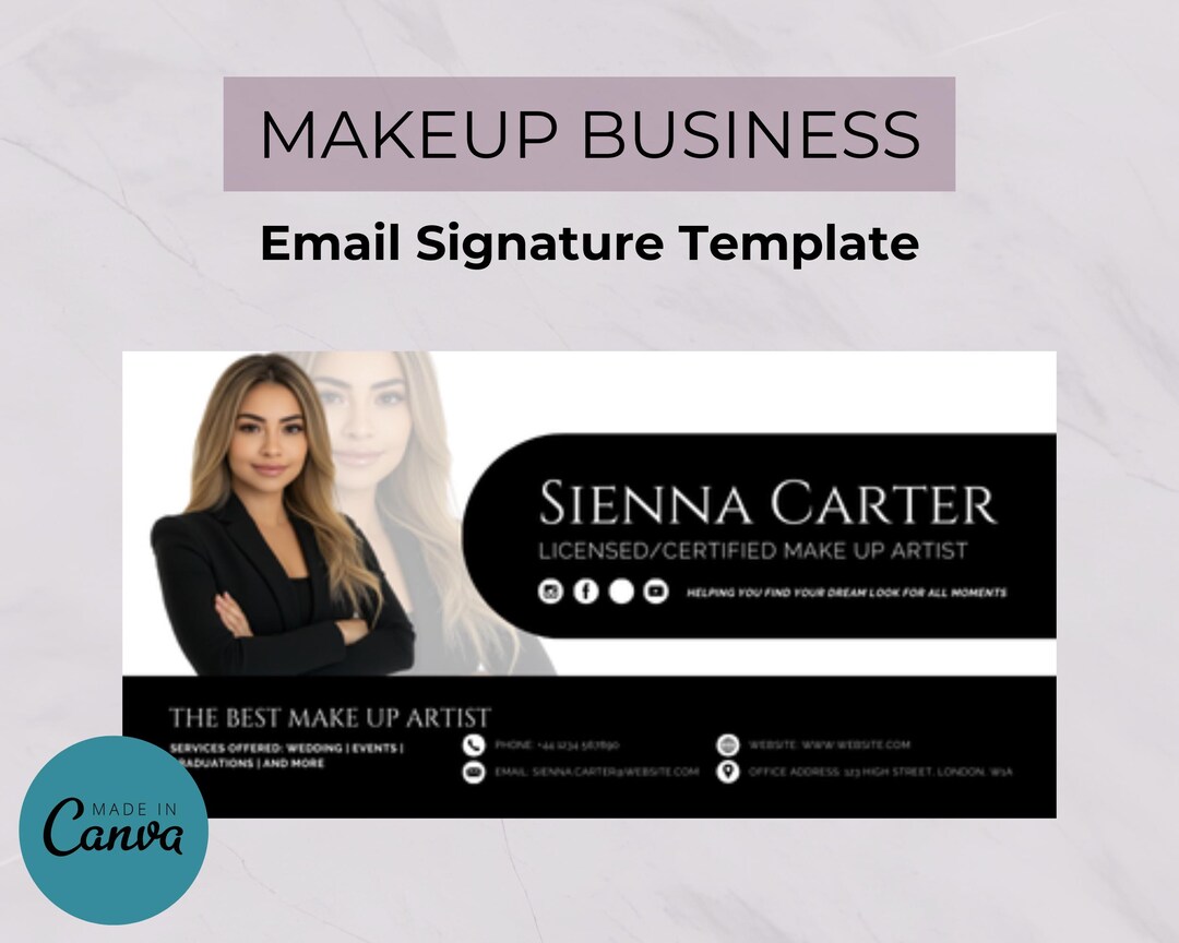 Aesthetic Email Signature Template For, Makeup Techs, Educators, Makeup ...