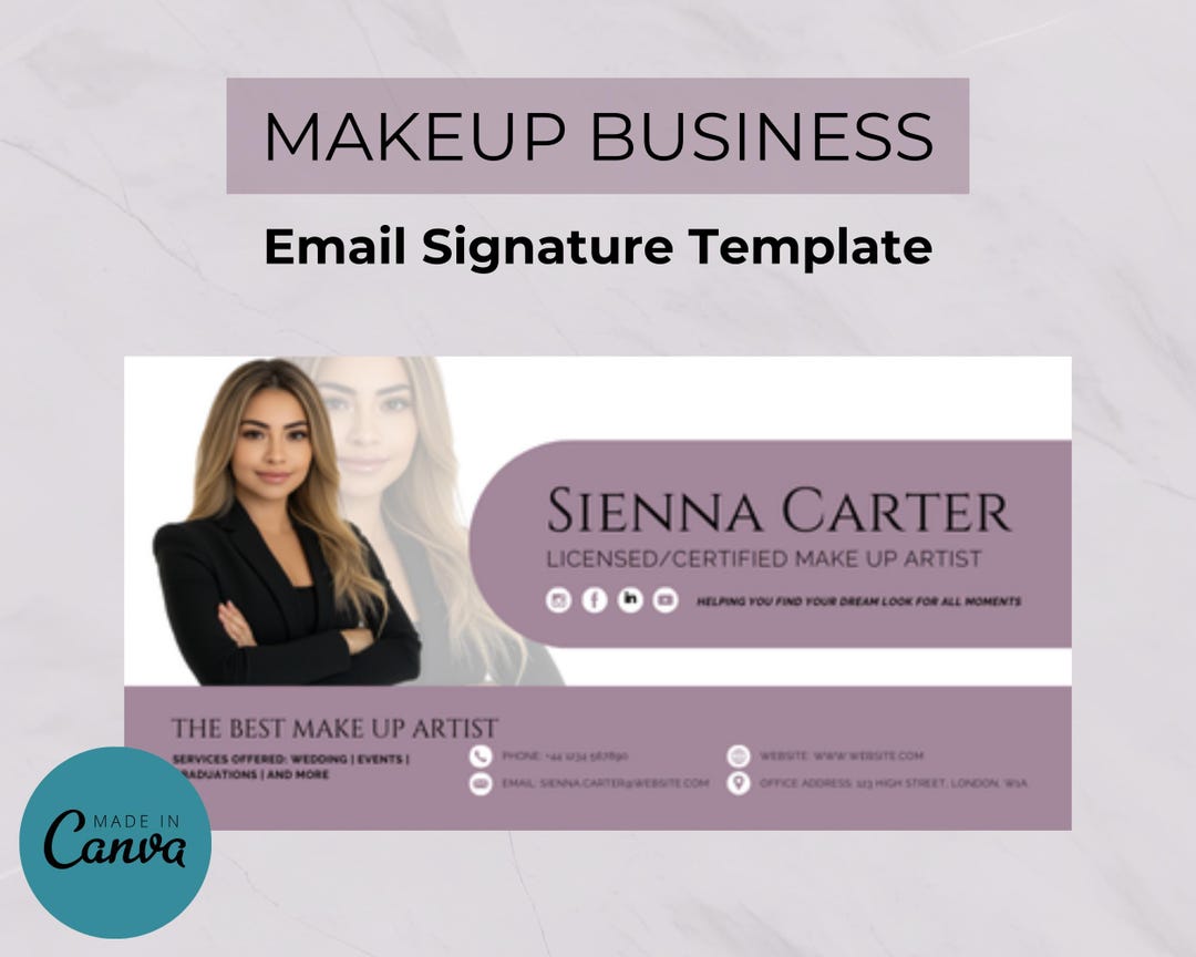 Aesthetic Email Signature Template For, Makeup Techs, Educators, Makeup ...