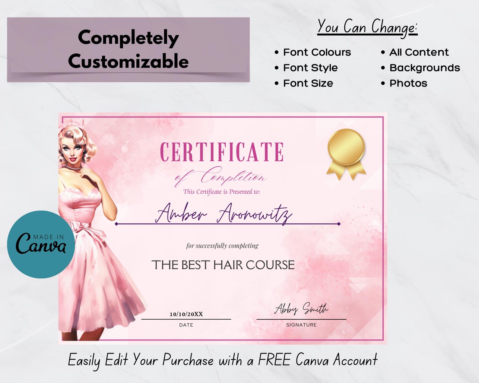 Editable Training Certificate Template, Esthetician Template, Printable ...
