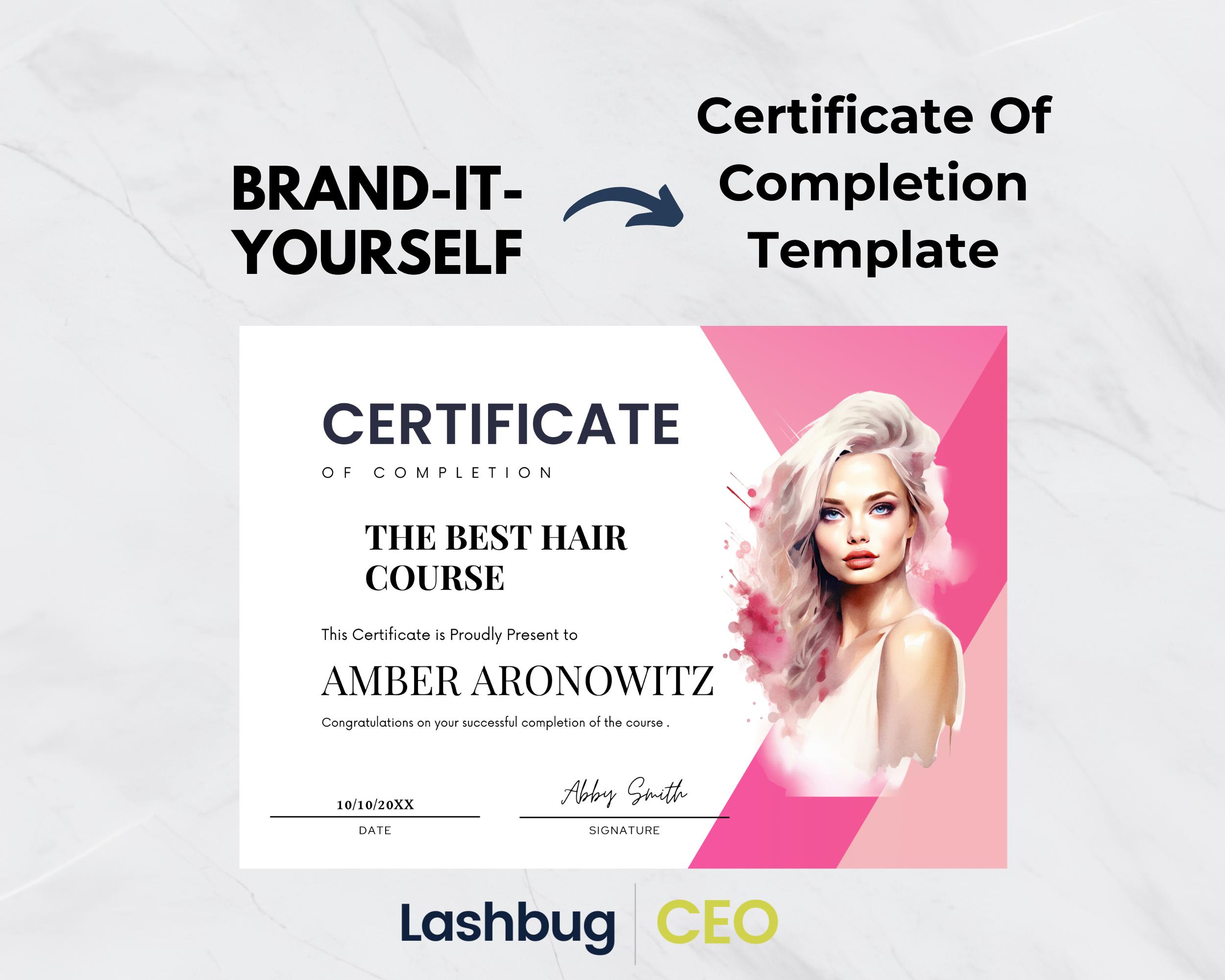 Editable Training Certificate Template, Esthetician Template, Printable ...