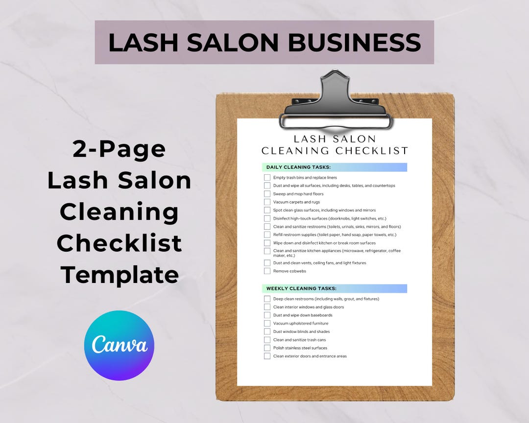 Lash Salon Cleaning Checklist – Blue - Keep Your Salon Spotless and ...