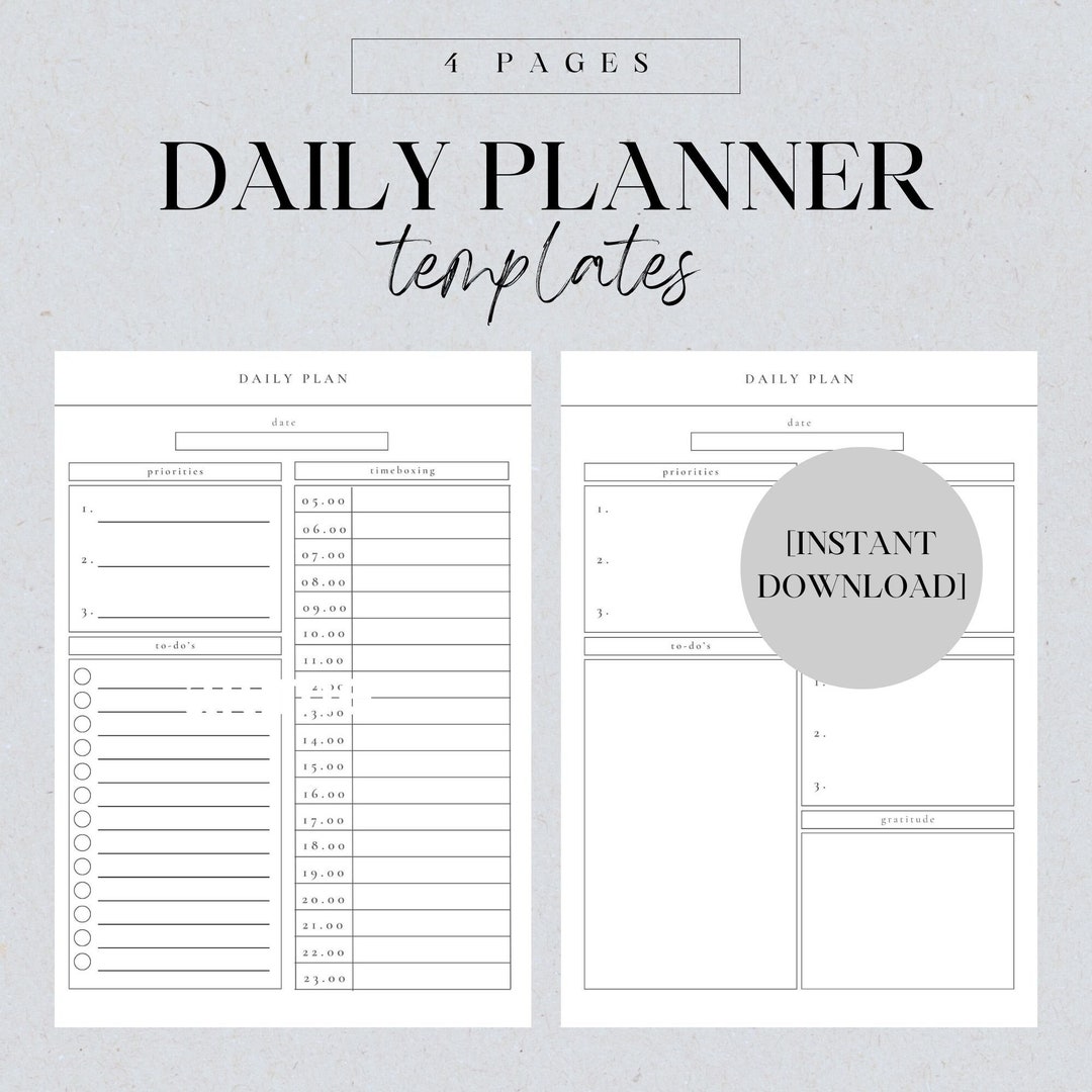Daily Planner Templates A5 | Aesthetic Plain Planner Printables - Etsy