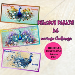 Peacock Parade Savings Challenge| A6 Digital Download| Printable - Etsy