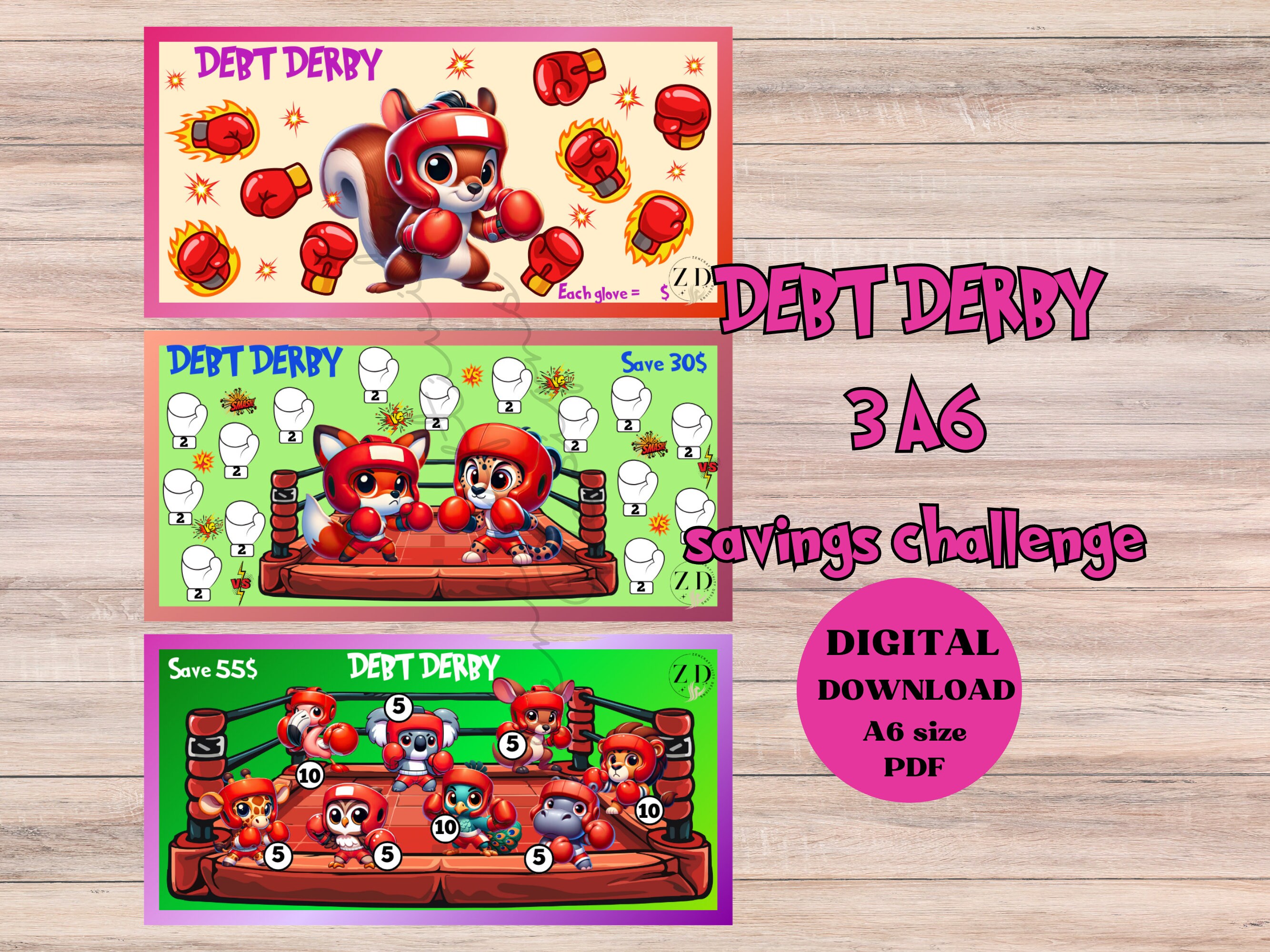 Debt Derby Savings Challenge| Printable| 3 A6 Digital Download - Etsy