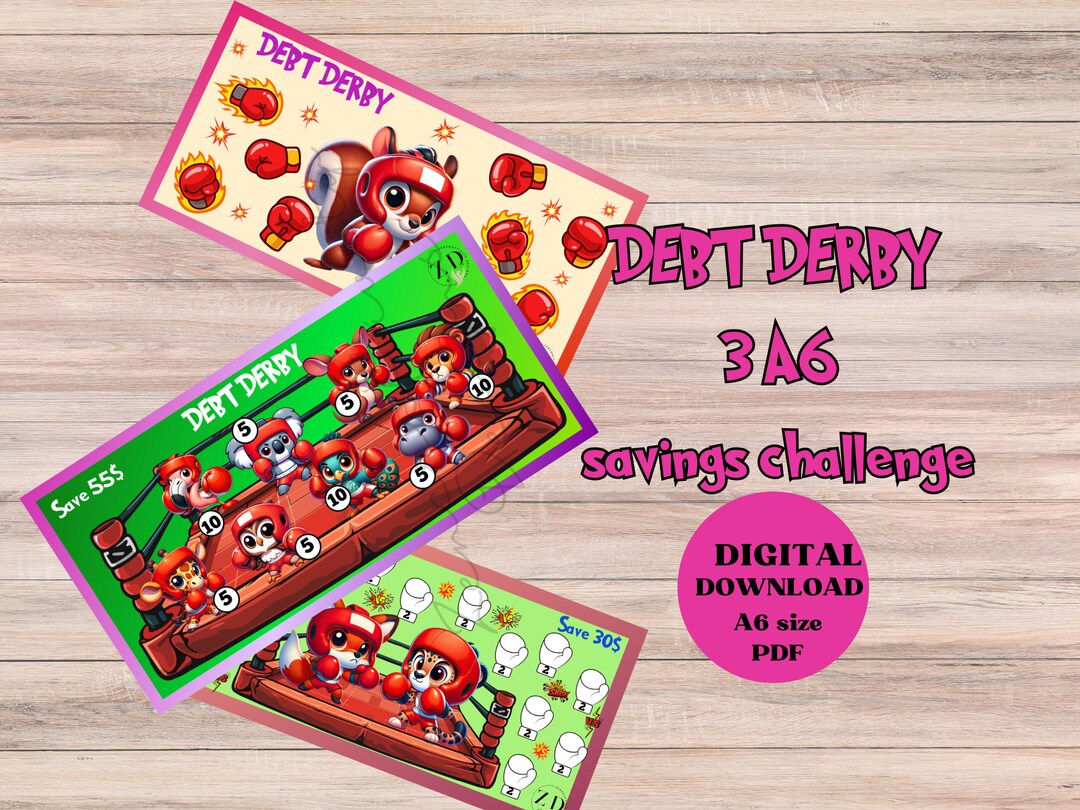Debt Derby Savings Challenge| Printable| 3 A6 Digital Download - Etsy