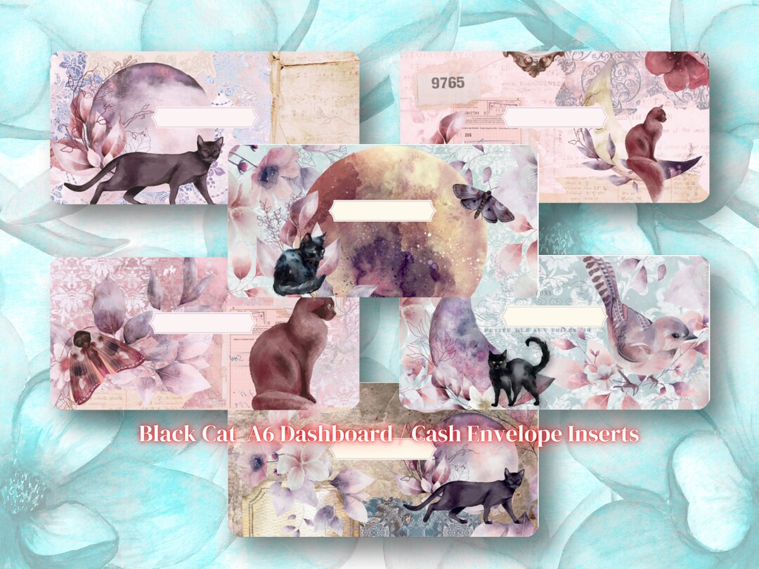 Black Cat Set of 6 A6 Laminated Cash Envelopes Inserts | Dashboards for ...