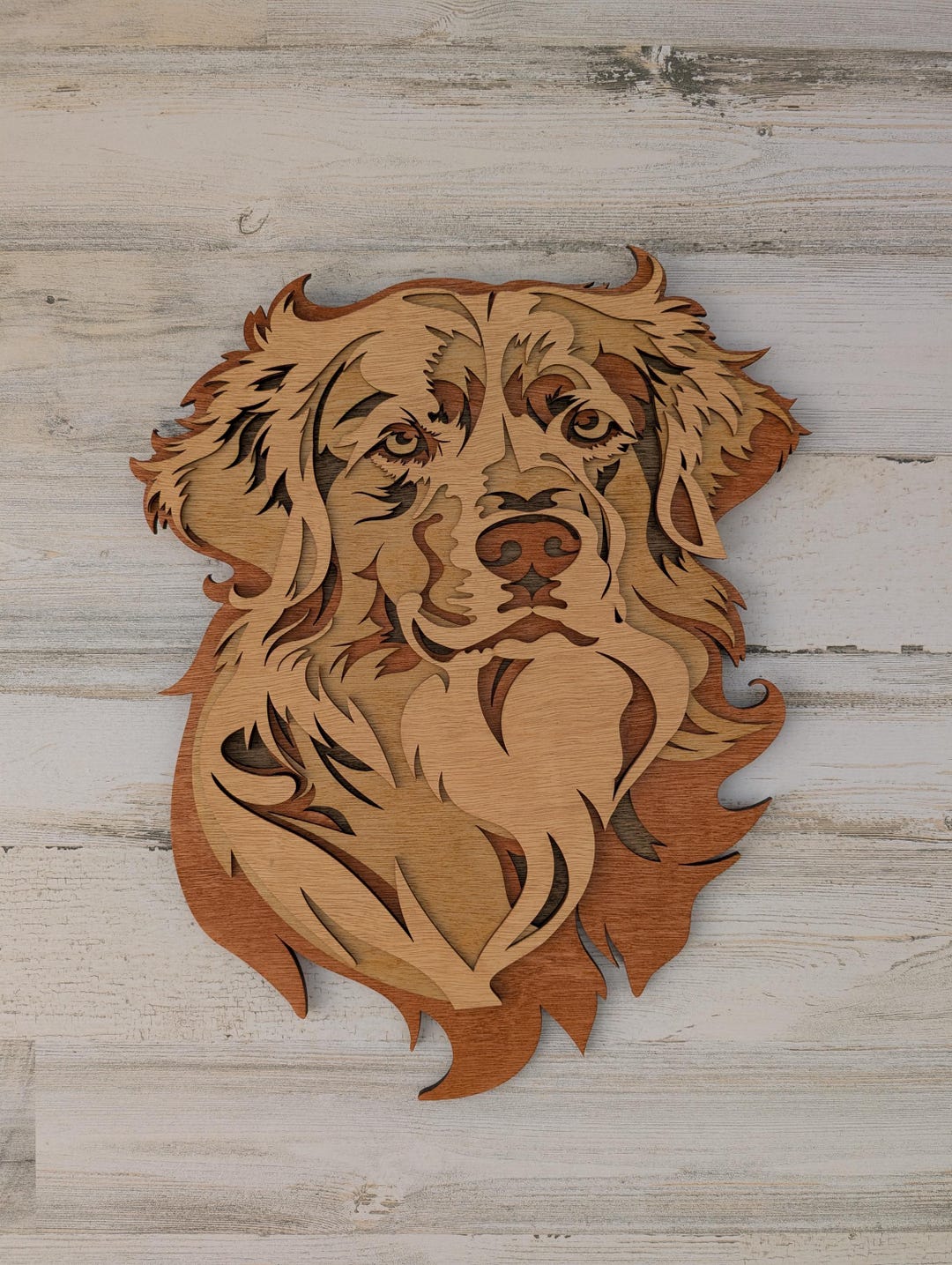 3D Golden Retriever Wood Wall Art: Multi Layered Stained Dog Lover Gift ...
