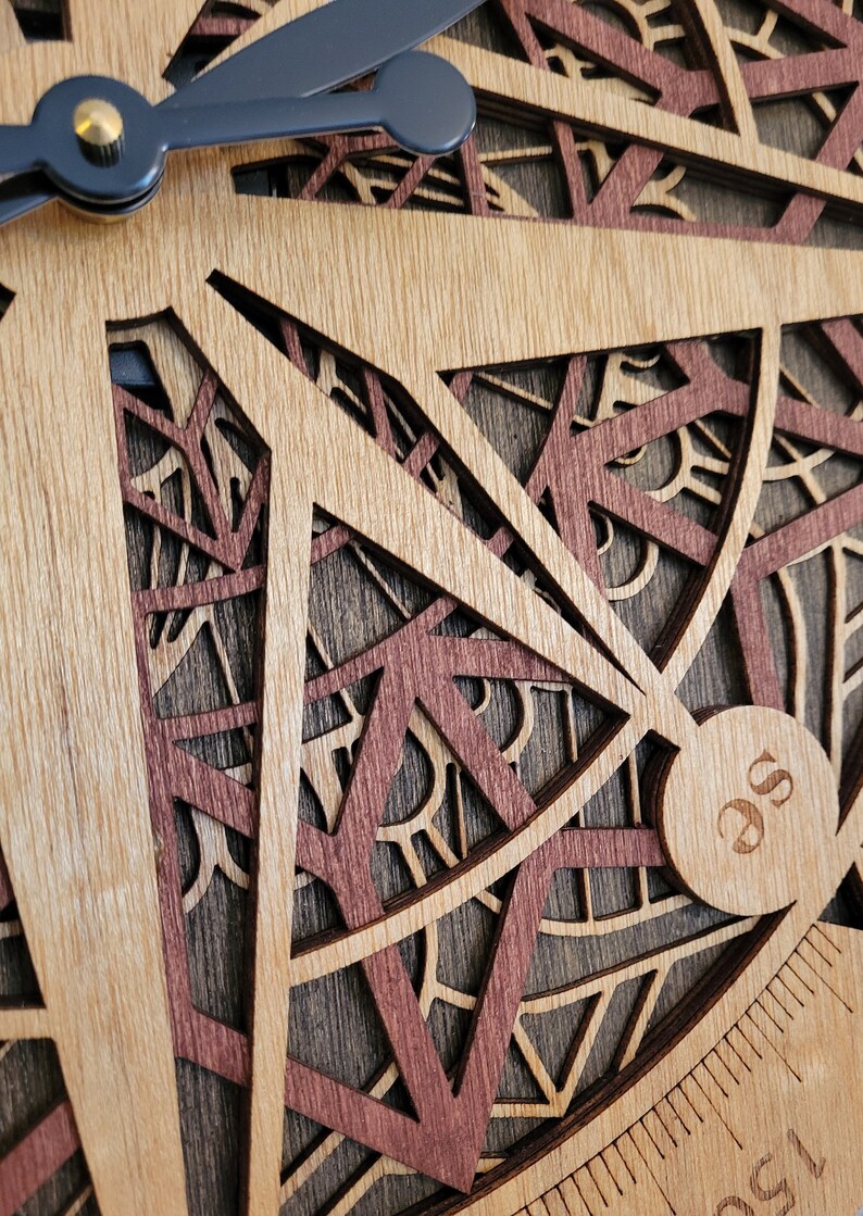Compass Clock, Multi-layered 3D Stained Wood, Laser Cut Wall Art, Ocean ...