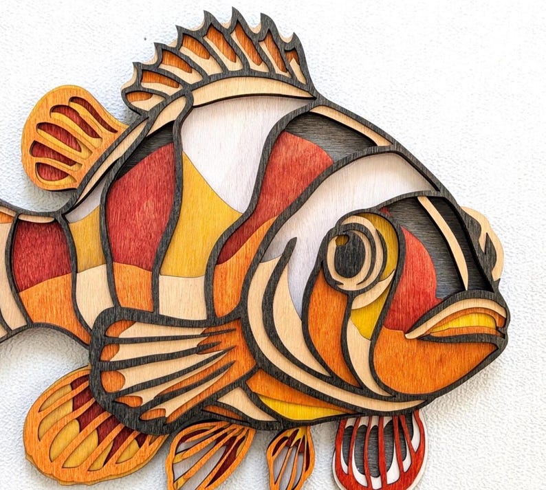 3D Clownfish Wood Wall Art – Layered Ocean Nursery Decor - Etsy