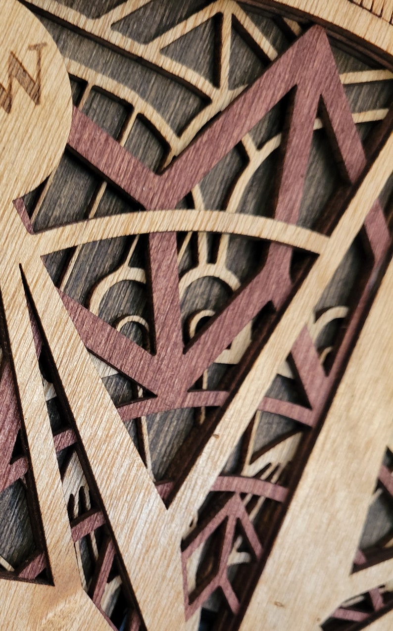 Compass Clock, Multi-layered 3D Stained Wood, Laser Cut Wall Art, Ocean ...