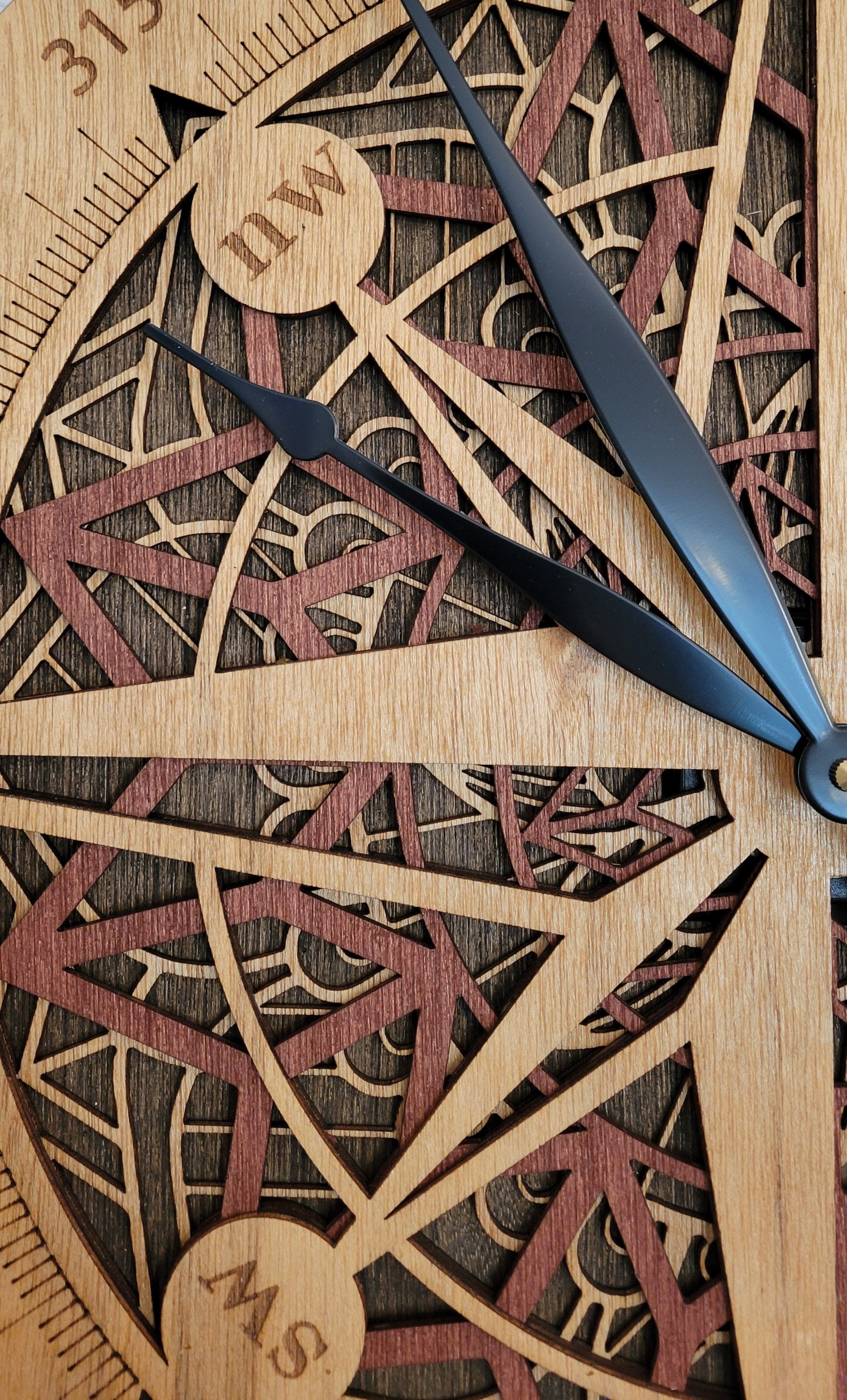 Compass Clock, Multi-layered 3D Stained Wood, Laser Cut Wall Art, Ocean ...
