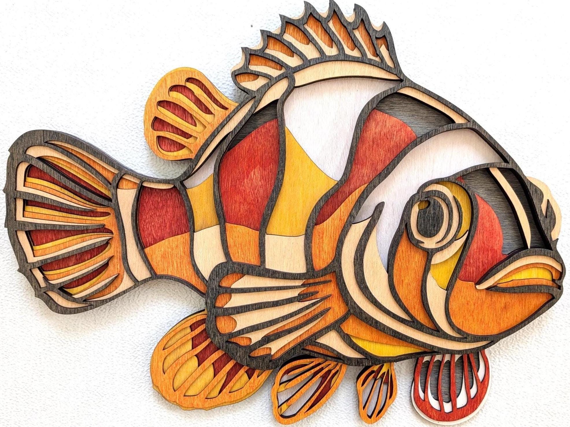 3D Clownfish Wood Wall Art – Layered Ocean Nursery Decor - Etsy