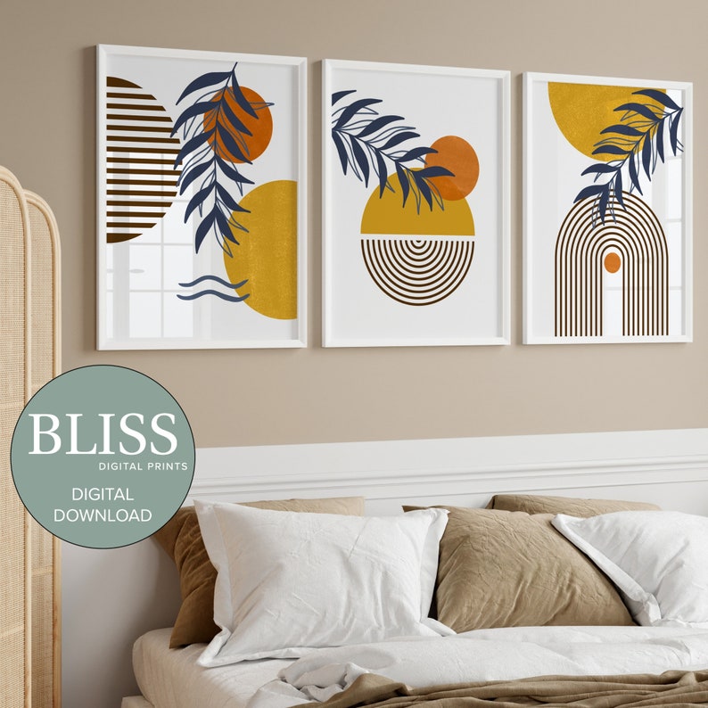 Yellow Boho Wall Art, Yellow Botanical Prints, Boho Home Decor, Boho ...
