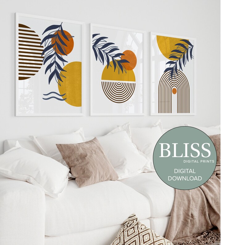 Yellow Boho Wall Art, Yellow Botanical Prints, Boho Home Decor, Boho ...