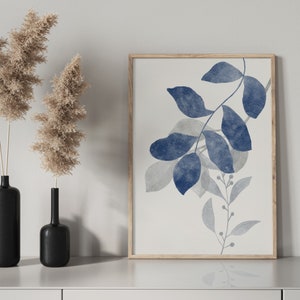 Blue Flower Wall Prints, Botanical Wall Prints, Set of 3 Prints, Blue ...