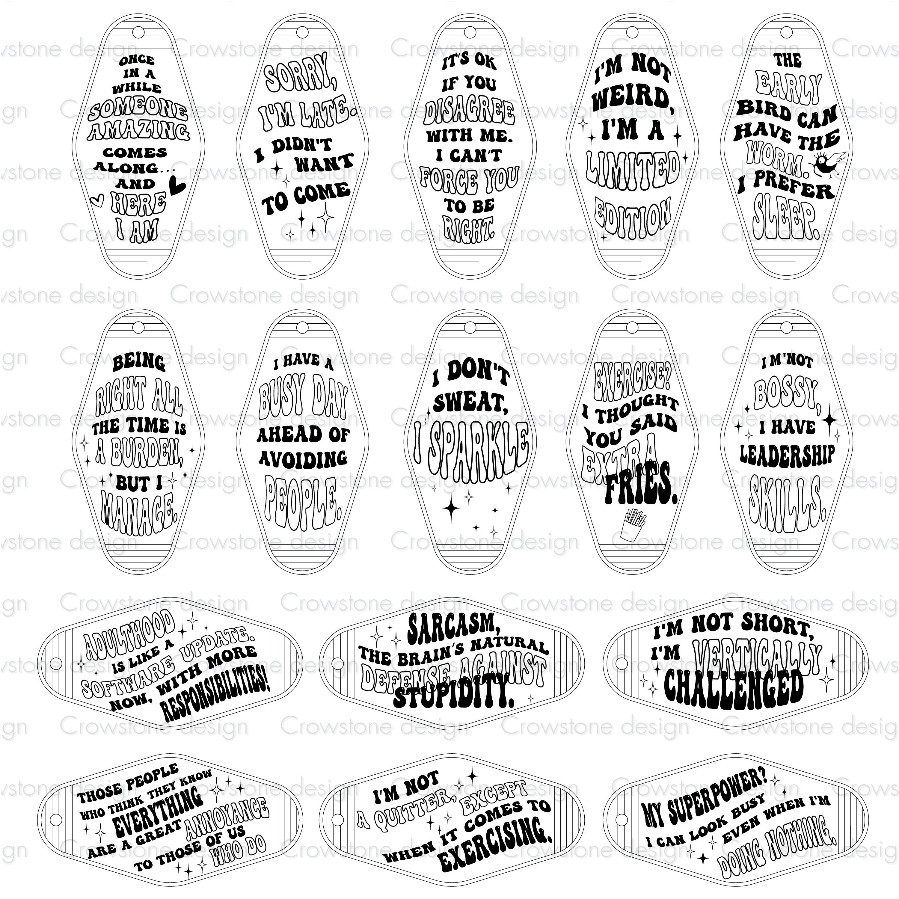 16 Snarky Funny Sarcastic Hotel Keychain SVG Bundle,motel Keychain Svg ...