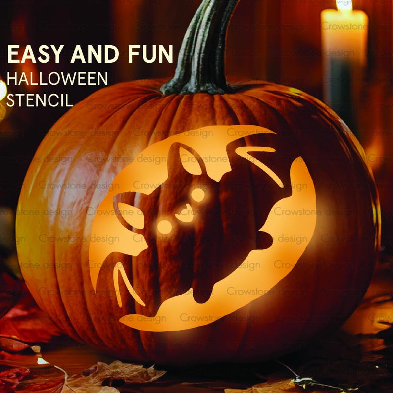 Printable Cute Kawaii Bat Pumpkin Carving Stencil,halloween Pumpkin ...