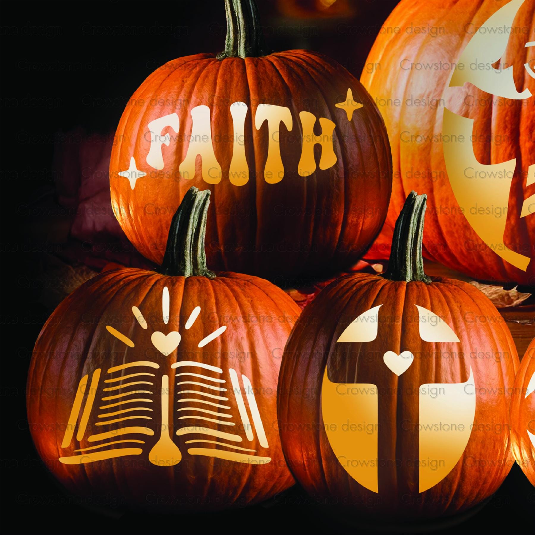 7 Kids Christian Halloween Pumpkin Carving Stencils,printable Religious ...